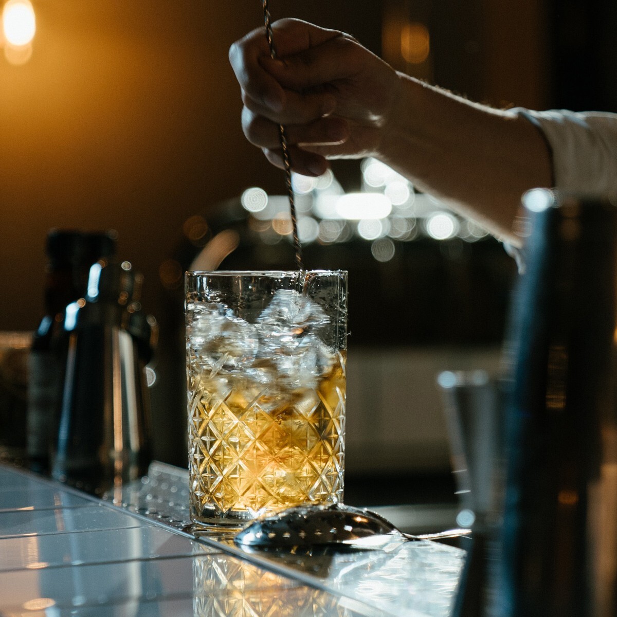 Cocktail Mixing Glass Jug Pitcher With Hawthorne Strainer Bar Mixer ...