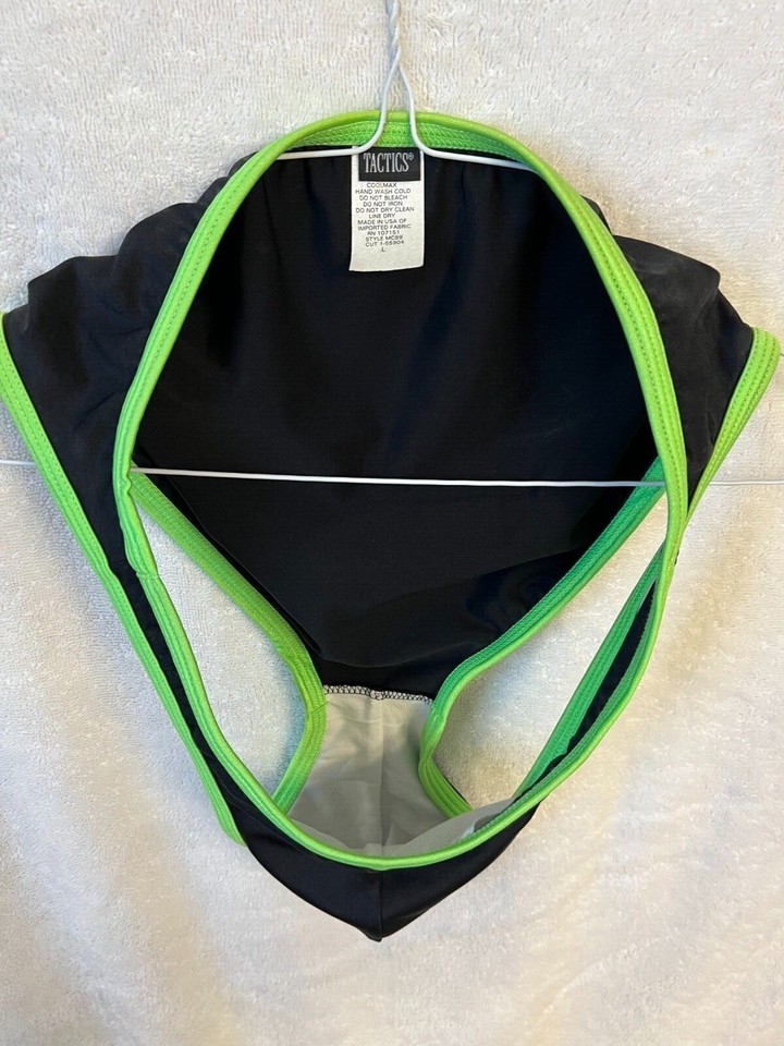 Tactics Mens Pouch Swim Brief Large Black w/Green NWOT | eBay