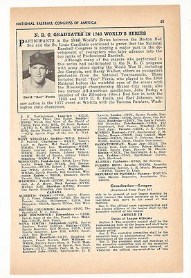 Dave Boo Ferris 1946 Baseball NBC Picture RARE | eBay