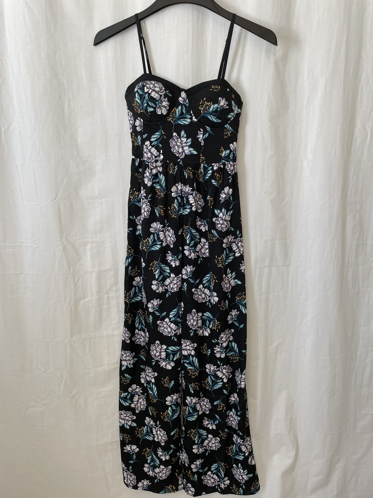 BOG Collective Womens sz XS Jumpsuit Blue Floral Sleeveless Wide Leg | eBay