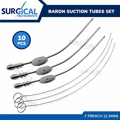 10 Pcs BARON Suction Tube 7 French (2.3 mm) Surgical Instruments German ...