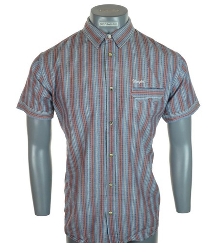 New Men's Wrangler Short Sleeve Shirt Large Regular Fit Push Lock ...