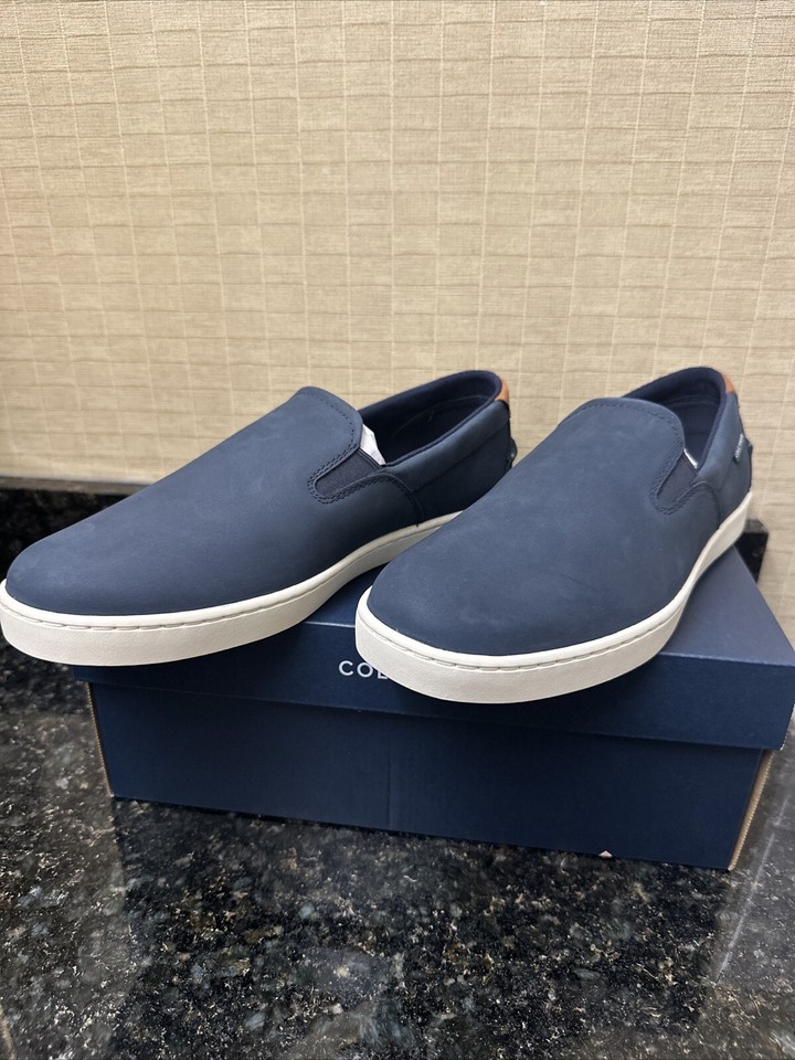 Cole Haan Men's Nantucket Deck Slip On Navy Blazer Nubuck/ Ivory C38208 ...