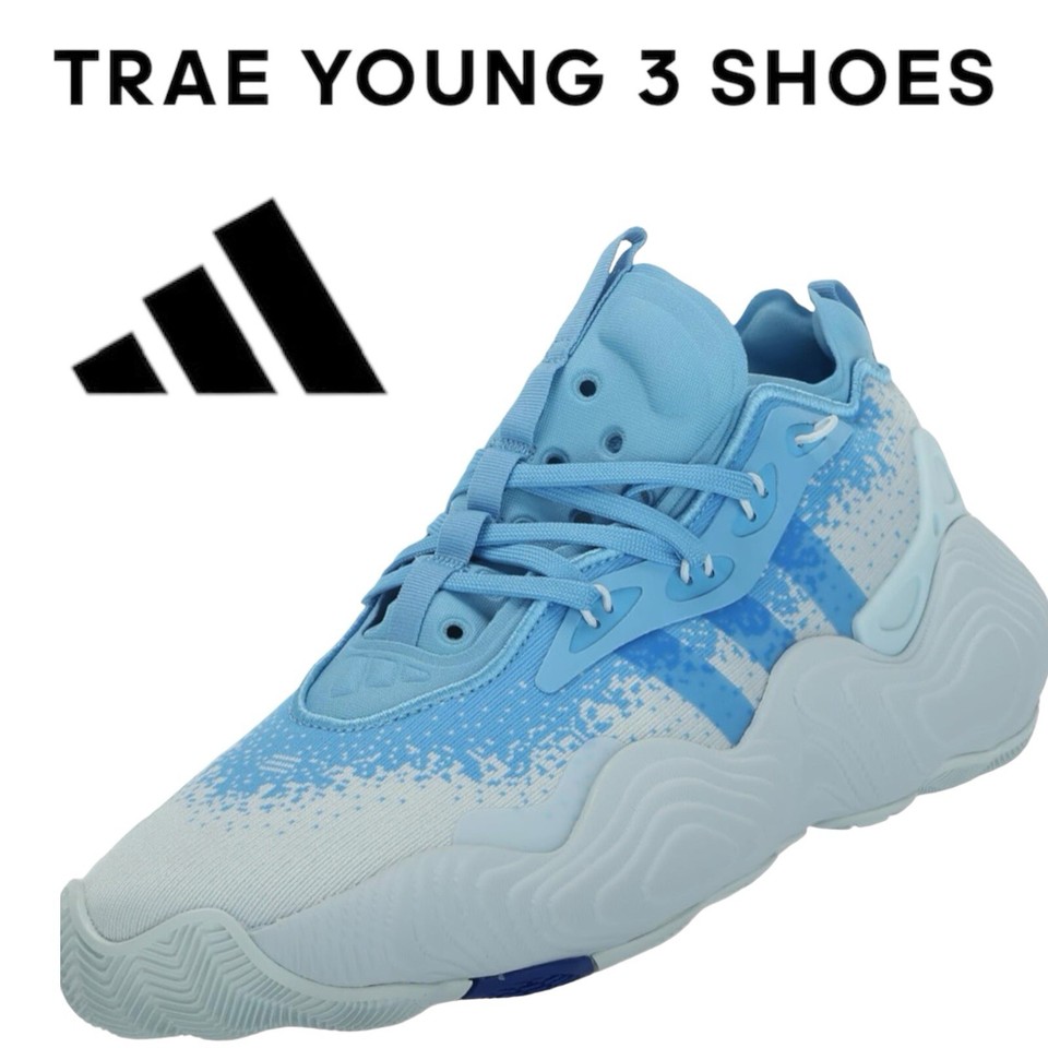 Size 5.5 Adidas Trae Young 3 Semi Blue Burst Basketball Hoopers Shoes ...