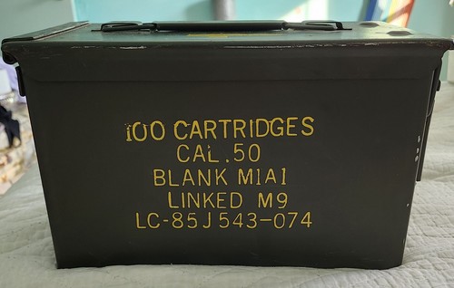 Metal Ammo Box Storage Can 100 Cartridges Cal .50 M1A1 Cartons Military ...