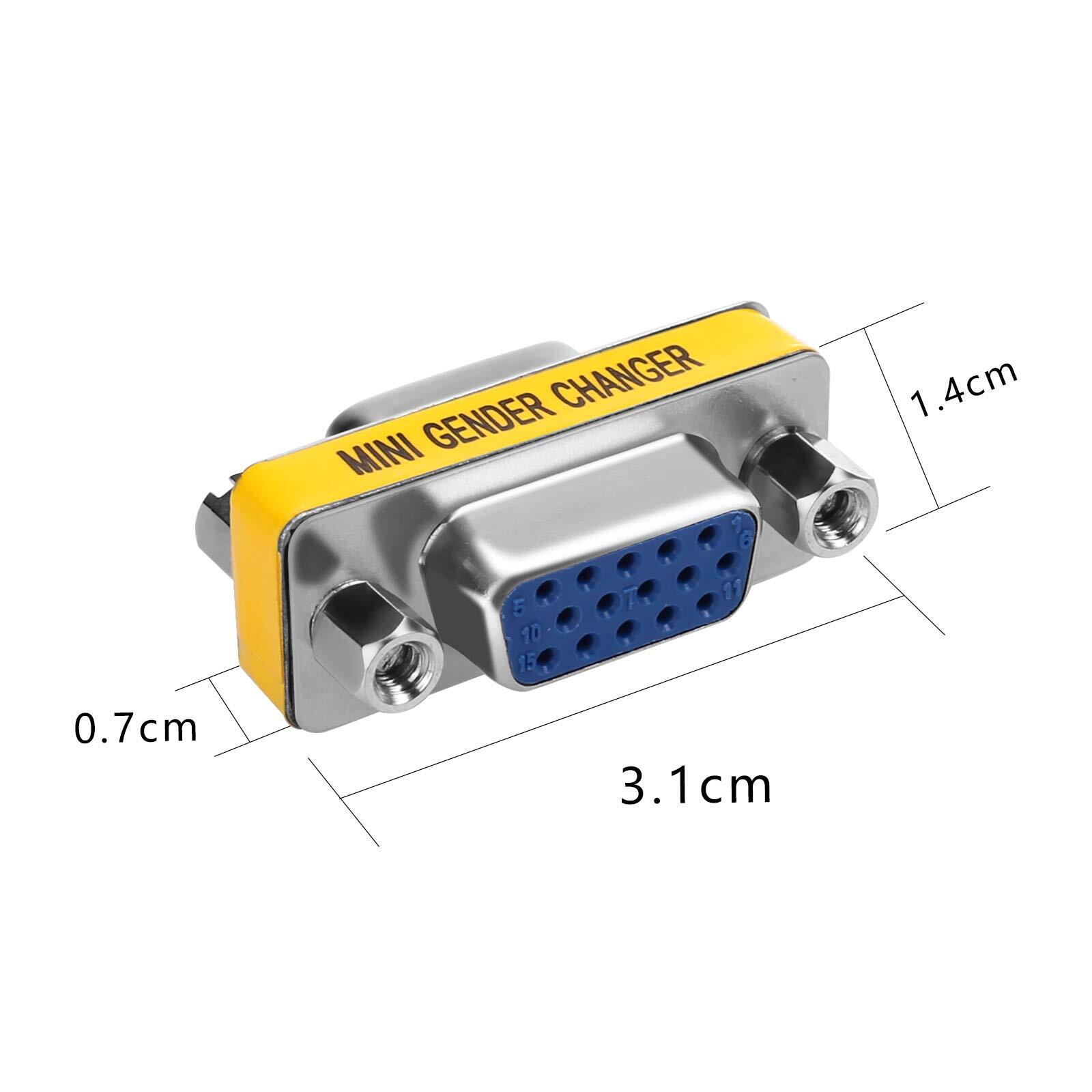 VGA Coupler 2 Pack VGA SVGA Connector 15 Pin Female to Female Mini ...