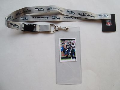 SEATTLE SEAHAWKS SILVER LANYARD WITH TICKET HOLDER PLUS COLLECTIBLE ...