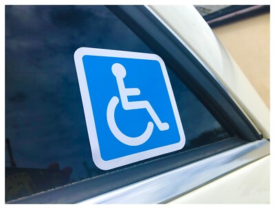 2x Disabled Blue Mobility Badge Holder Printed Vinyl Car Sticker Decal ...