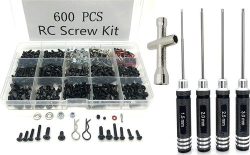 600PCS RC Screws Kit and Screwdrivers Hex Screw Driver Set Nut Socket ...
