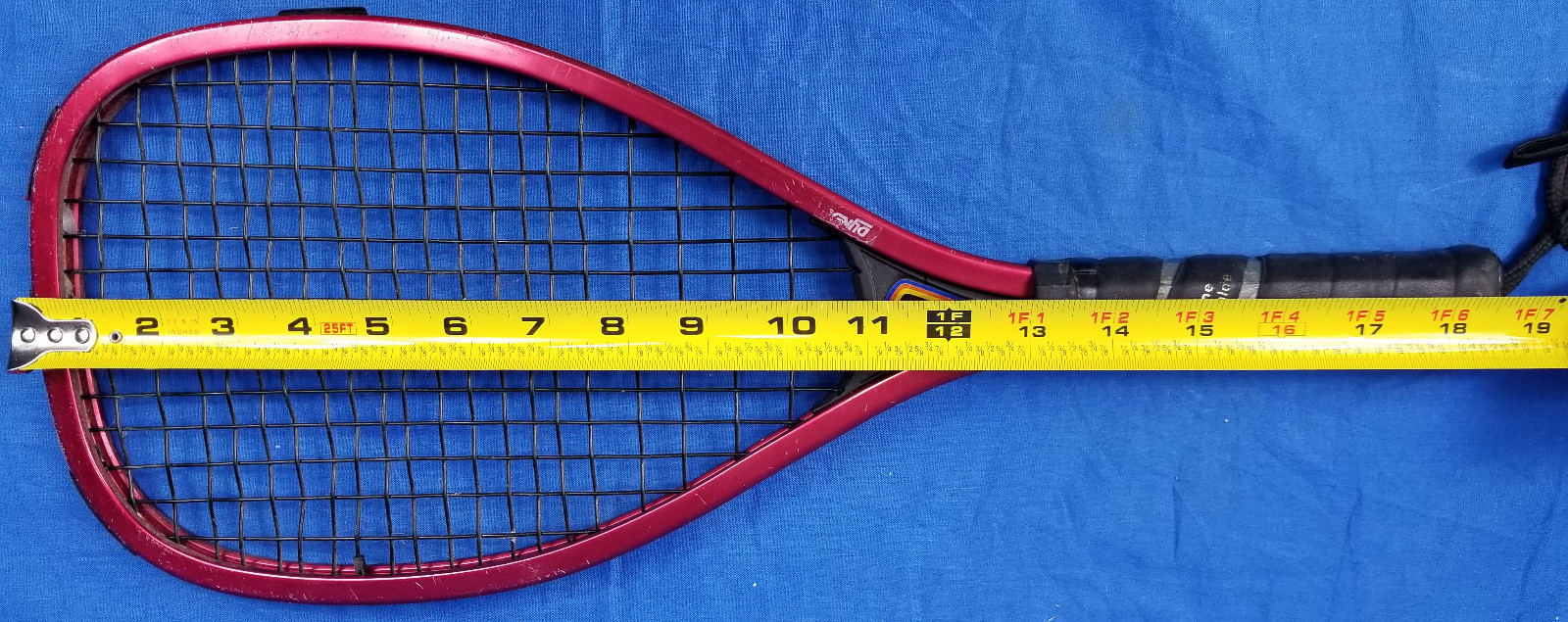 Dynex racketball racket Genuine Cowhide Grip Red Black Used Vintage ...