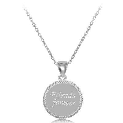 Sterling Silver Rope Border Disc "Friends Forever" Pendant W/Chain | eBay