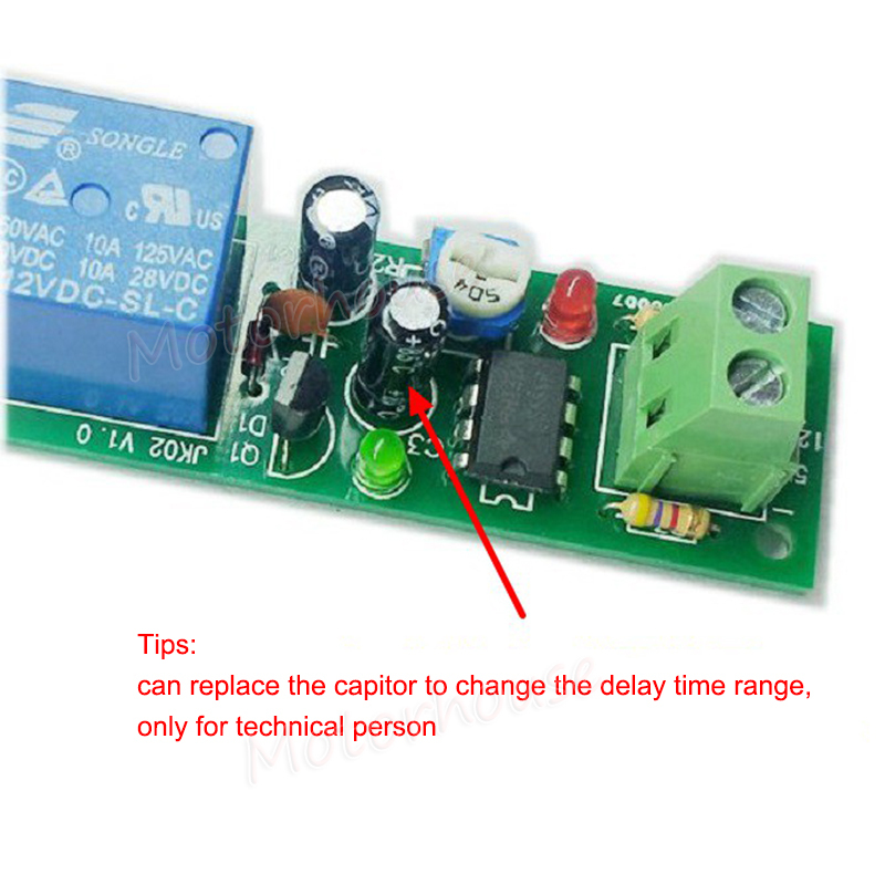 DC 5V 12V 24V Adjustable Time Delay Turn On Switch Mini 10A Timer Relay ...
