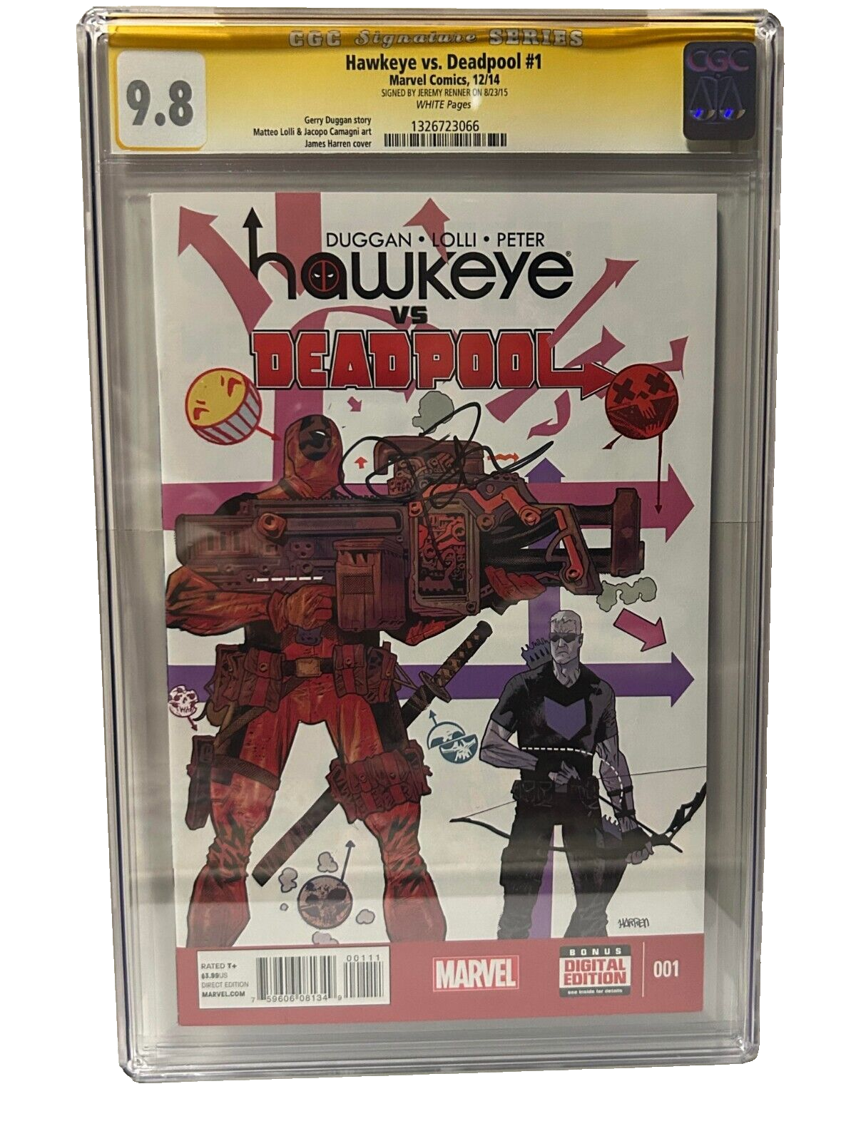 CGC 9.8 Hawkeye vs. Deadpool #1 signed Jeremy Renner | eBay