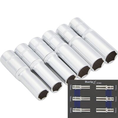 Bluespot 6pc 3/8" Metric Long Reach Deep Sockets 10mm & 13mm In Eva ...
