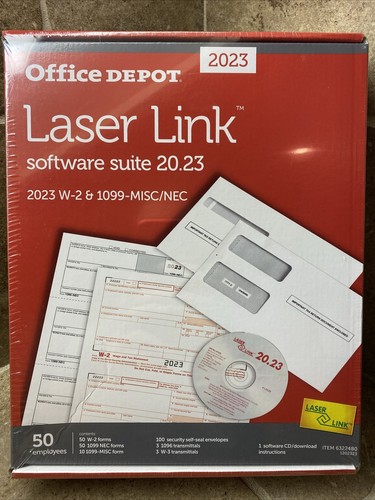 Office Depot Laser Link Software Suite W-2 and 1099-Misc 50 Employees ...