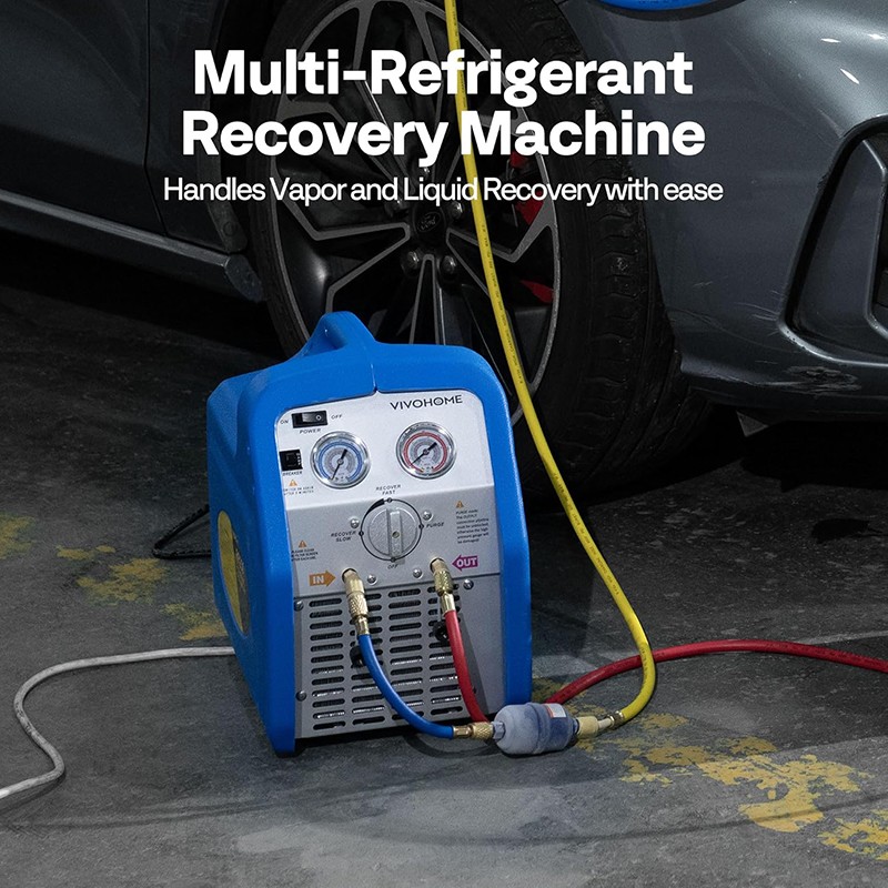 110-120V AC 3/4HP Single Cylinder Portable Refrigerant Recovery Machine ...