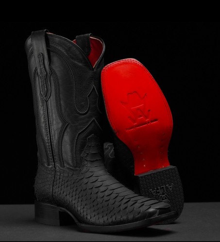 Matte Black Python Boots Men – Square Toe - Size 8 | eBay