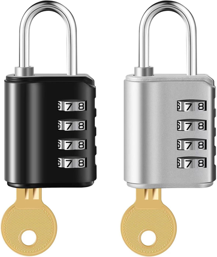 2 Pack Combination Padlock, 4 Digit Resettable Padlock with Keys, Combo ...