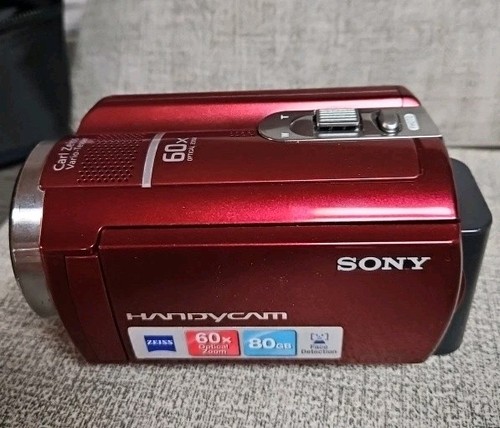 Sony DCR-SR68 80GB Handycam Camcorder (Red), Charger, 4 Batteries ...