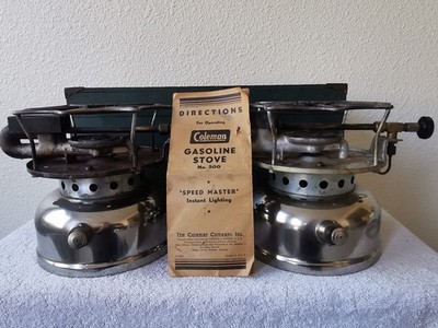 Pair Coleman 500 Speed Master USA 50 B Nickel B-50 w/Wood Case Mid ...