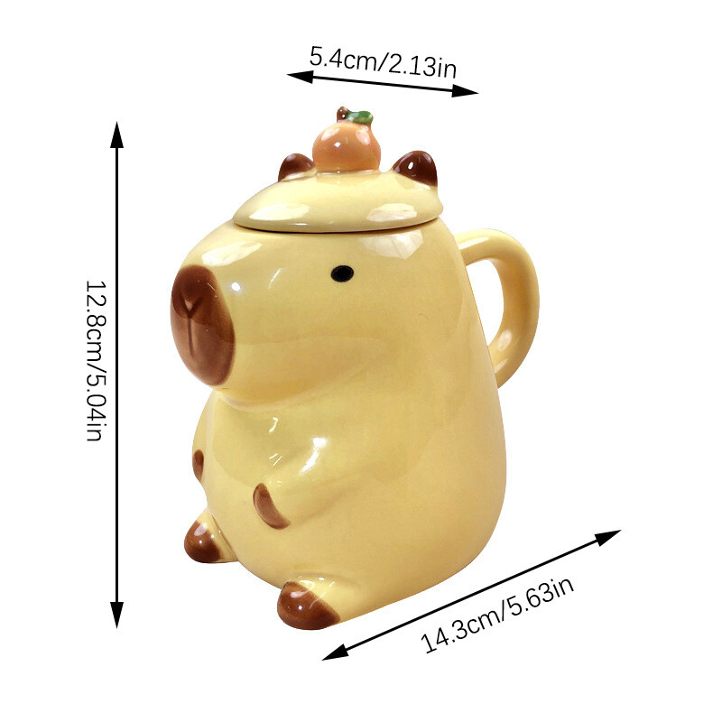 3D Cartoon Ceramic Capybara Mug With Lid Water Cup Funny Tea Mug Home ...