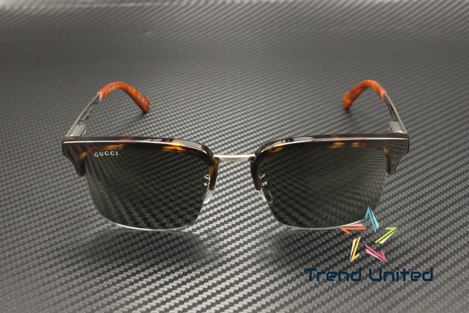 GUCCI GG1226S 003 Squared Acetate Havana Silver Green 53 mm Men's ...