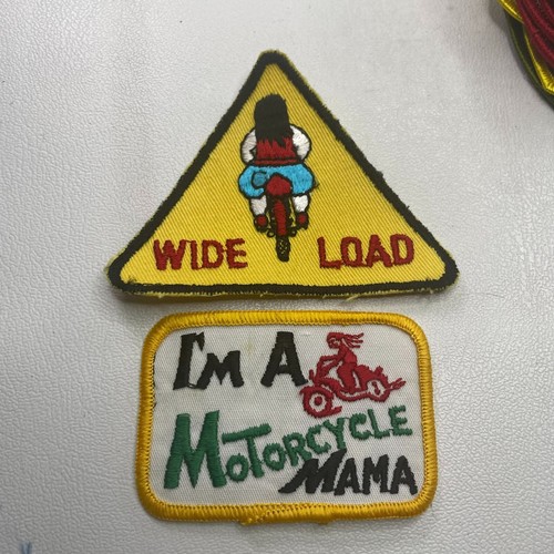 2 Vintage (1970s ?) BIKER BABE “Wide Load” & “Motorcycle Mama” Patches ...