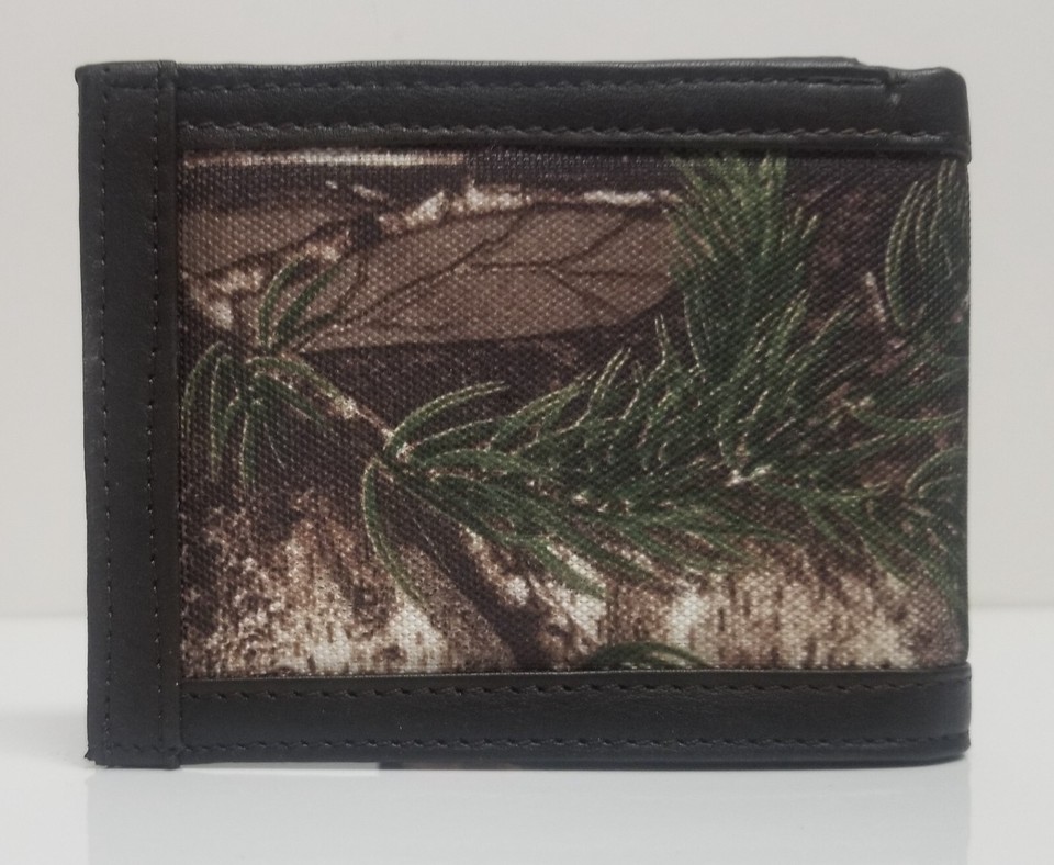 Realtree Camo Canvas and Genuine Brown Leather Bifold Wallet With RFID ...