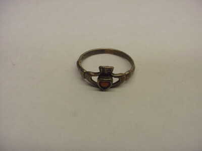 Preown 925 sterling silver Claddagh Ring red stone heart | eBay