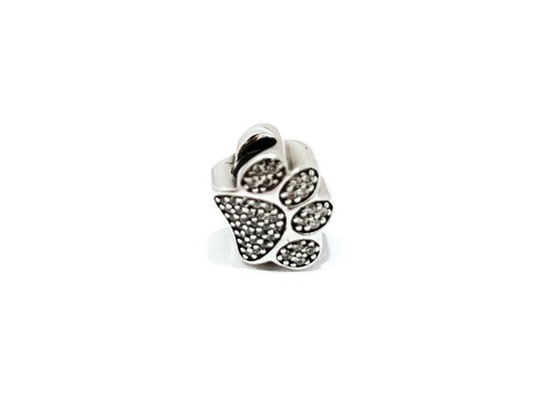 New Authentic Pandora 925 Silver Charm Dog CZ Pave Paw Print Pendant ...