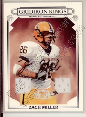 zach miller rookie rc draft auto dual gu jersey arizona state asu ...