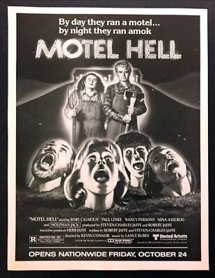 1980 Rory Calhoun Wolfman Jack "Motel Hell" Movie Release vintage promo ...