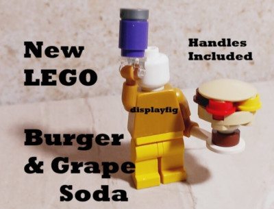 LEGO Hamburger Food Set Grape Soda Serving Handles Condiments Ketchup ...