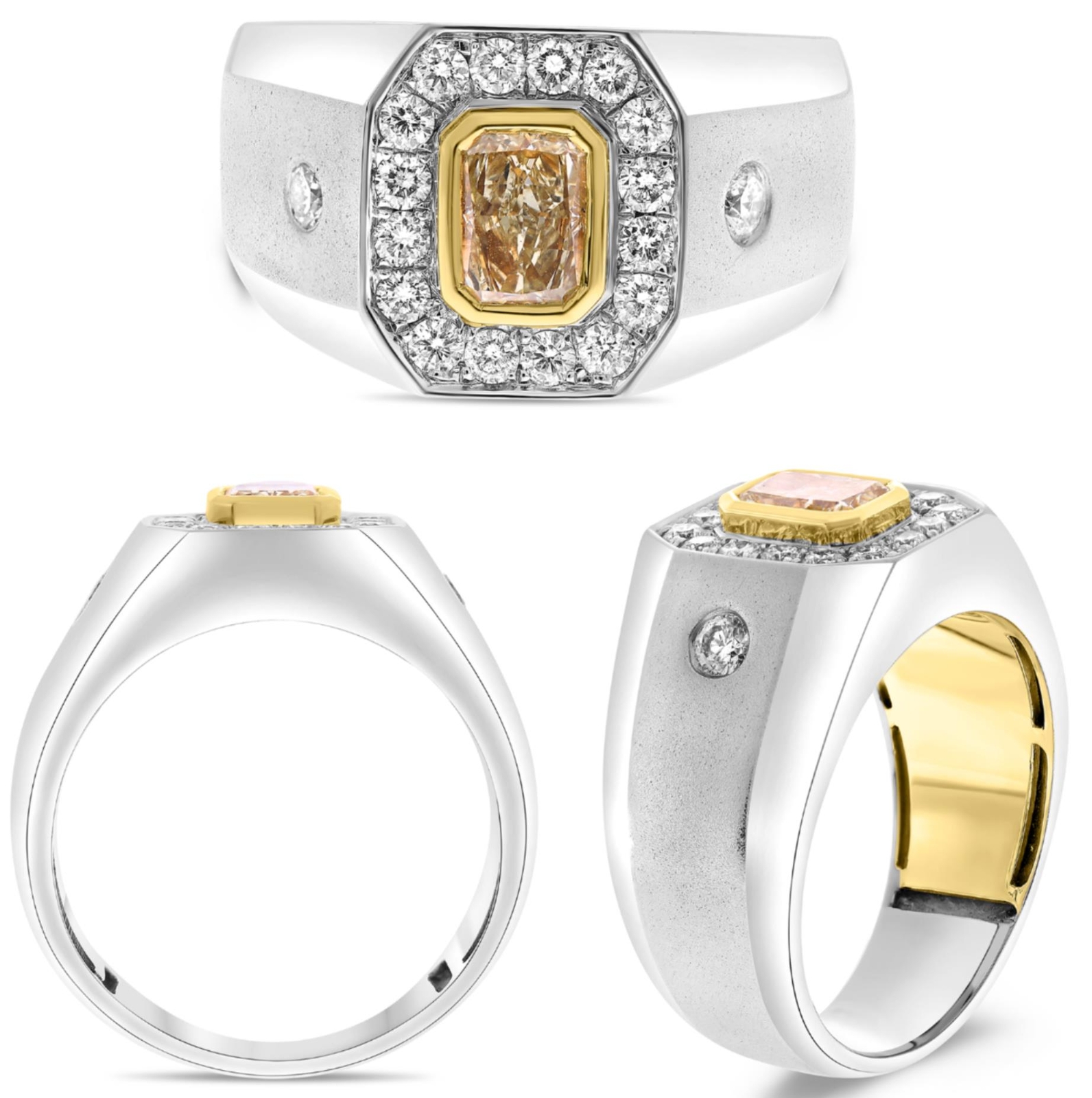 LARGE 1.79CT WHITE & FANCY YELLOW DIAMOND 18K 2 TONE … - Gem