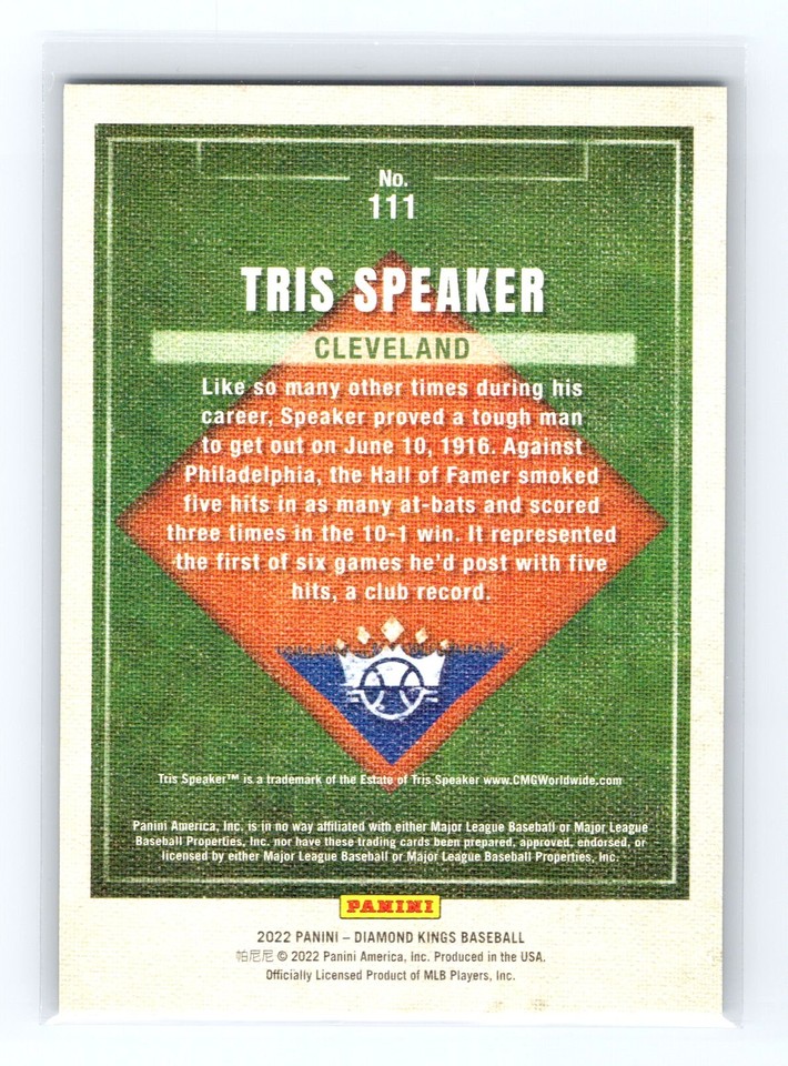 2022 Panini Diamond Kings #111 Tris Speaker Blue Frame VAR SP | eBay