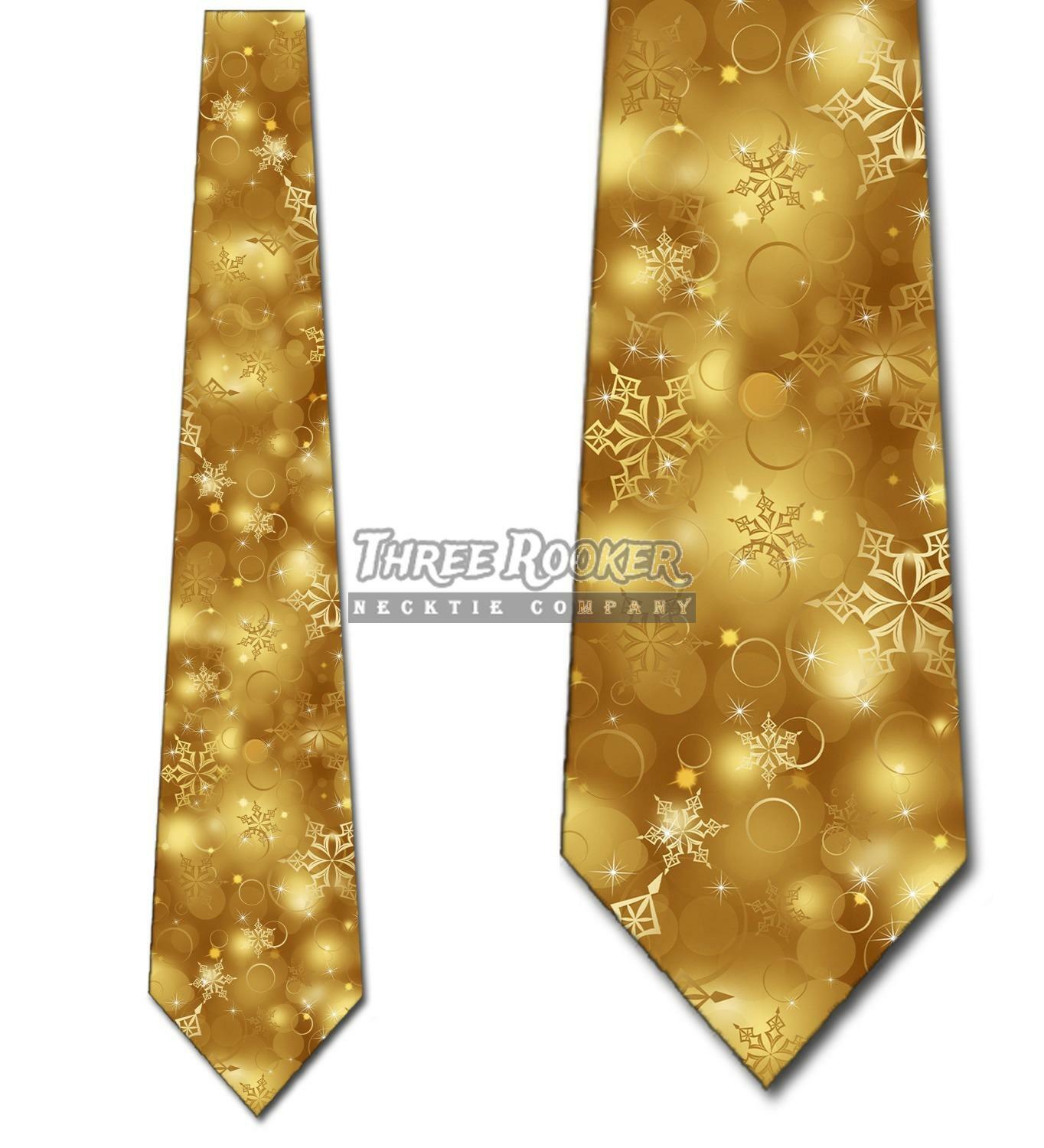 Snowflake Ties Men's Christmas Holiday Neck Tie Winter Gold | eBay