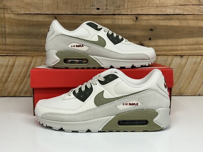 Men’s Nike Air Max 90 “Green Olive” Size-13 White Running Shoe (FB9657 ...