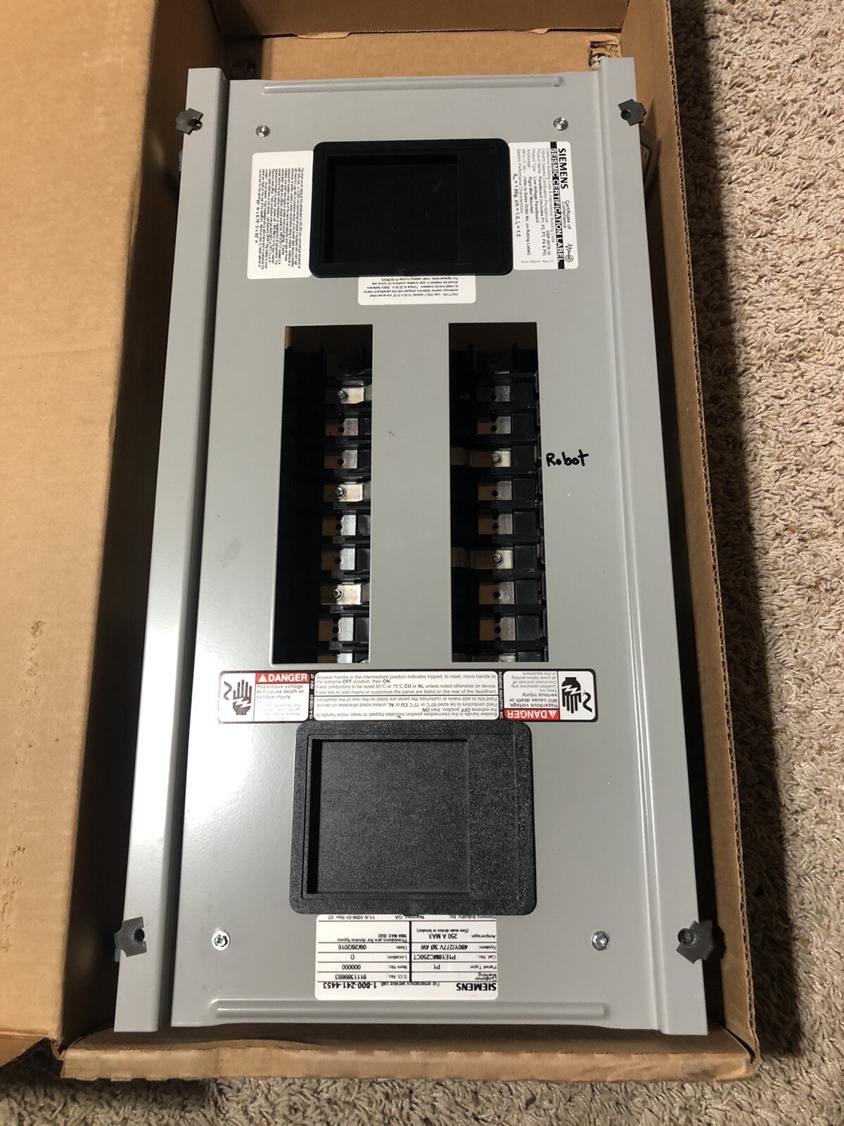 Siemens P1E18MC250CT Interior Panelboard 250A Type 1 | eBay