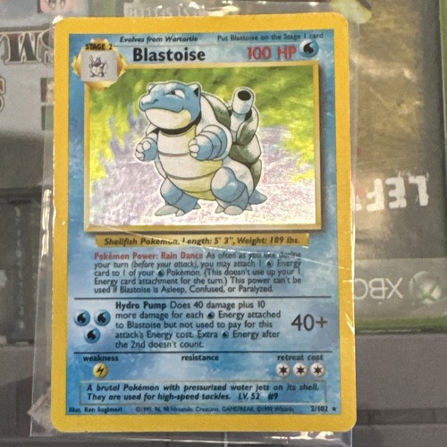 Blastoise Pokémon Card - Unlimited Base Set 2/102 - Holo Rare 1999 MP ...