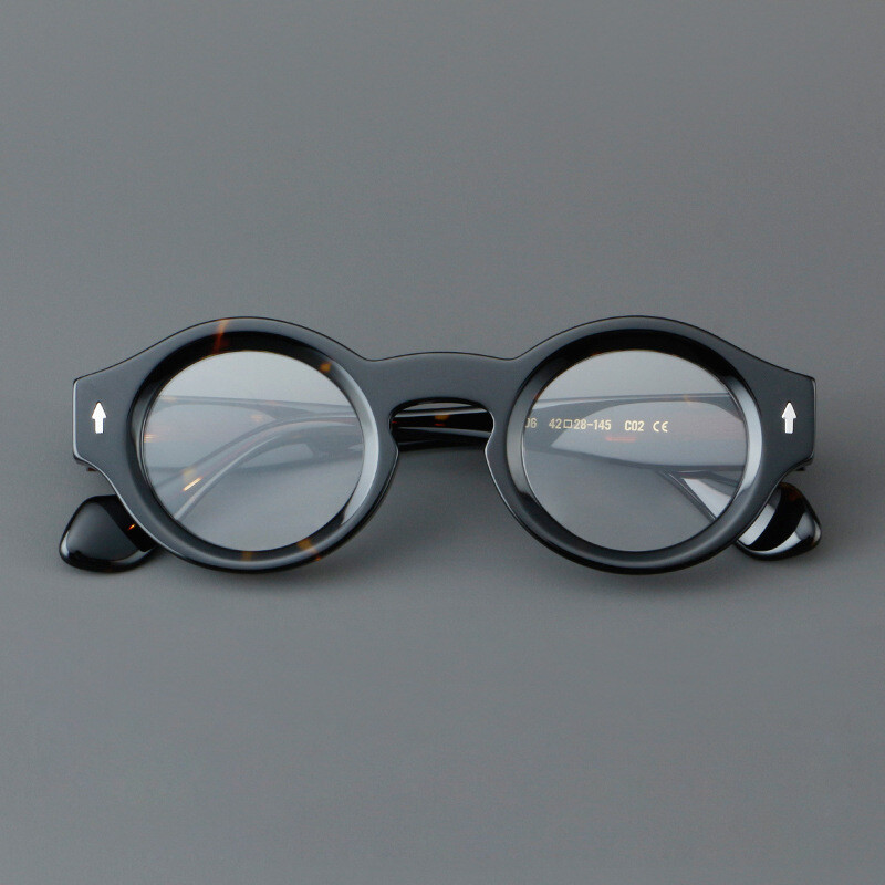 Acetate Round Retro Eyeglasses For Men Women Classic Glasses Thick ...