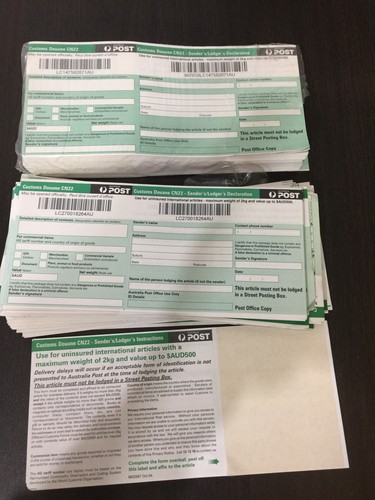 Australia post old customs clearance forms great of merch collectors of ...
