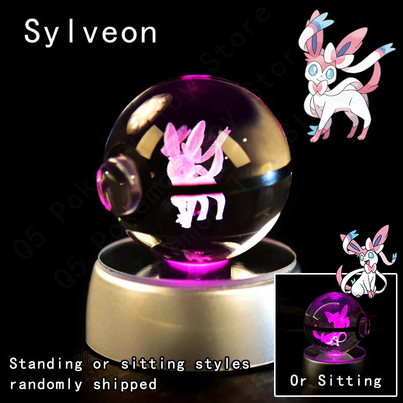POKEMON 3D CRYSTAL BALL, WITH LED LIGHT BASE, Beautiful to make a gift ...