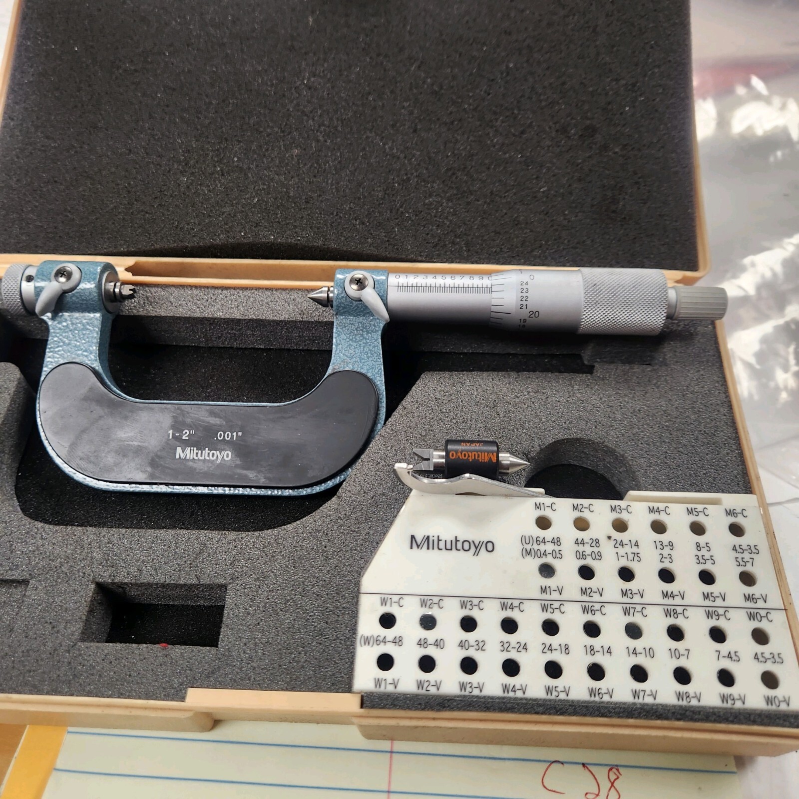MITUTOYO 1-2" THREAD MICROMETER 126-138 W/ 1 set of anvils, EXC COND ...