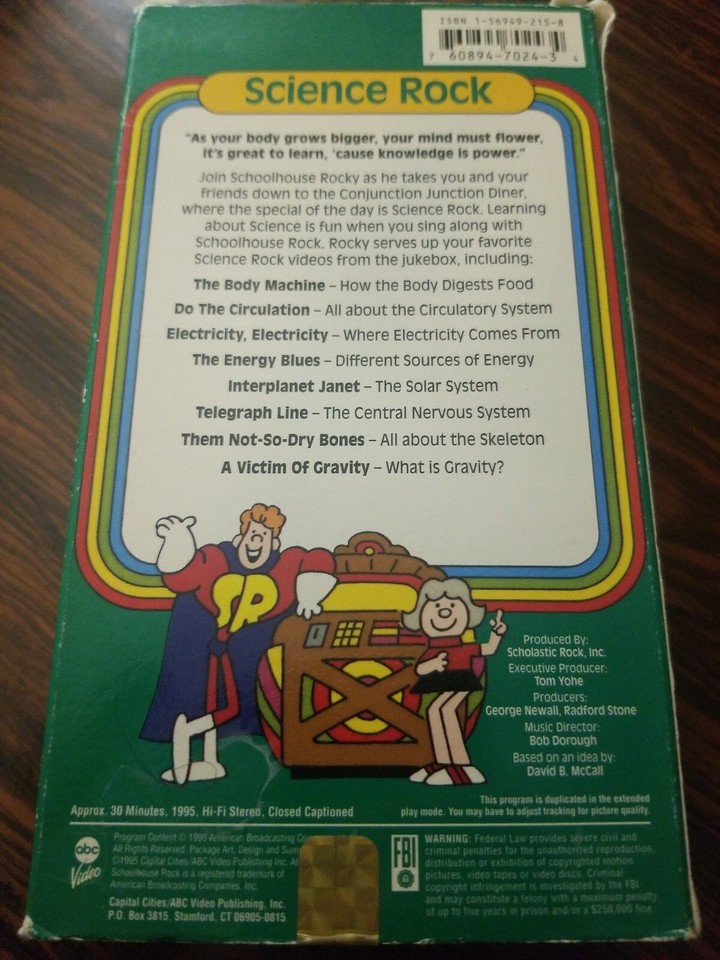 Schoolhouse Rock - Science Rock (VHS, 1995) educational learning ...