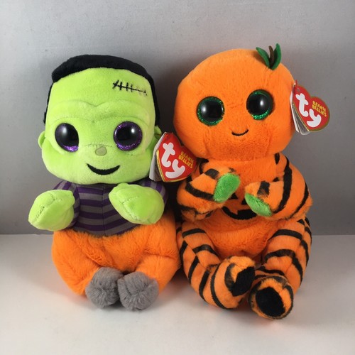 Ty Beanie Baby Bellies - VICTOR Monster & TRICKSTER Pumpkin Halloween 6 ...