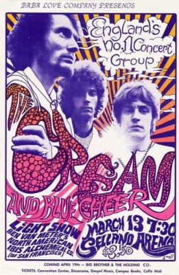1968 CREAM Concert Poster Wall Art Print with Blue Cheer size 10x16 ...