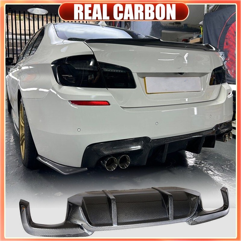 REAL CARBON Rear Bumper Lip Diffuser For BMW F10 528i 530i 550i M-Sport ...