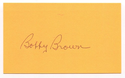 Bobby Brown Signed 3x5 Index Card Autographed MLB Baseball New York ...