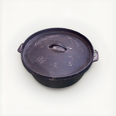 Vintage American Outback USA Cast Iron Pot Camp Dutch Oven 3 Footed w ...