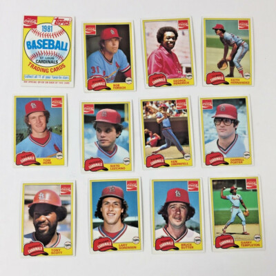 1981 Topps Coke St Louis Cardinals team set 11 cards plus header Sutter ...